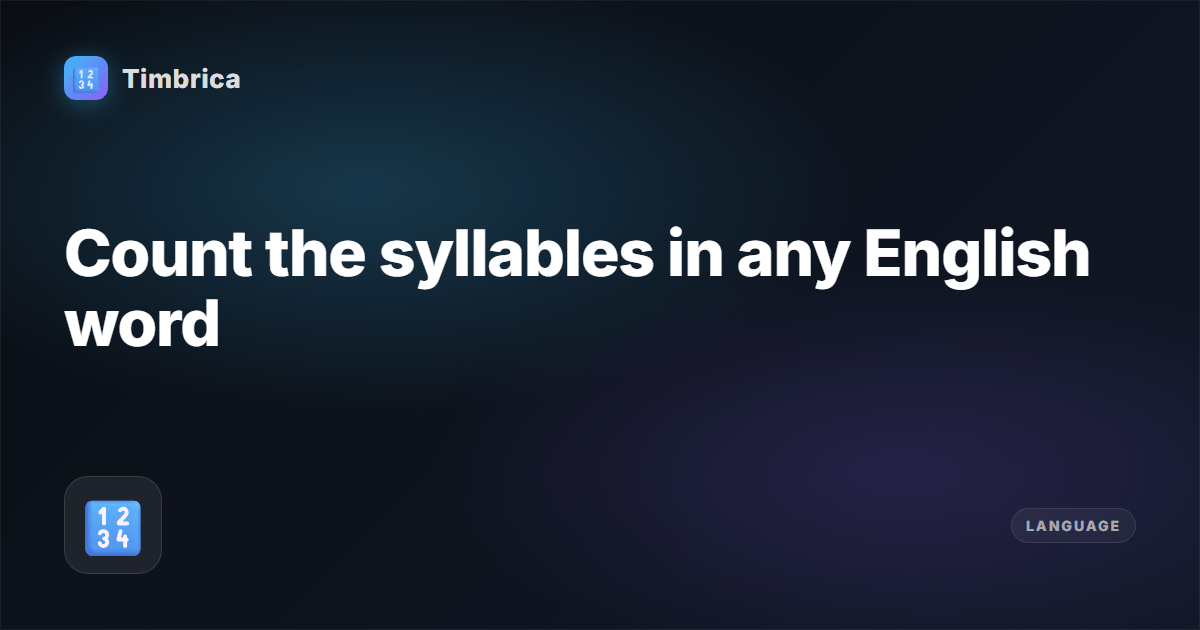 Syllable Counter — Count Syllables | Tembrica